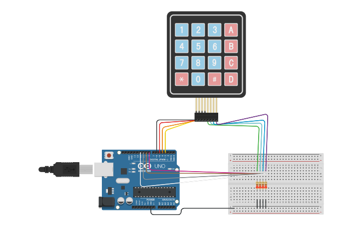 Circuit design Teclado 4x4 | Tinkercad