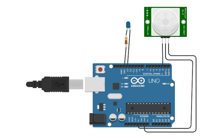 Circuit Design Interfacing A Pir Sensor With Arduino Uno Tinkercad 7288