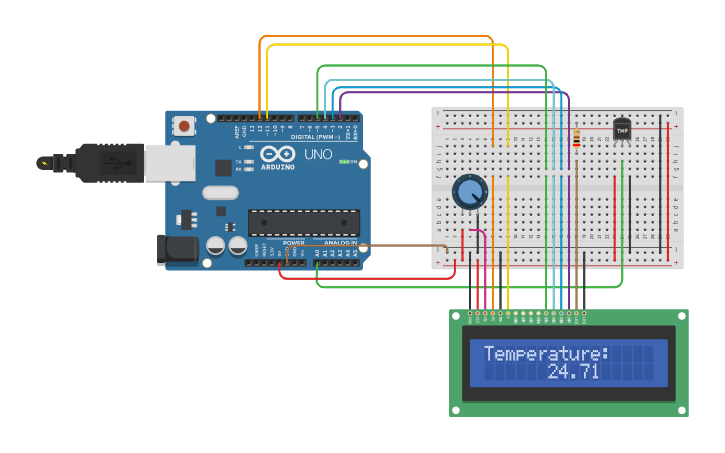 Circuit design Pengukuran Suhu Menggunakan Sensor Suhu 2 - Tinkercad