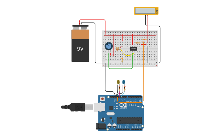 Circuit design Ligar Lâmpada e Ventilador com LDR, AmpOP e Arduino ...