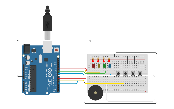 Circuit design Projeto TCC, JOGO GENIUS | Tinkercad
