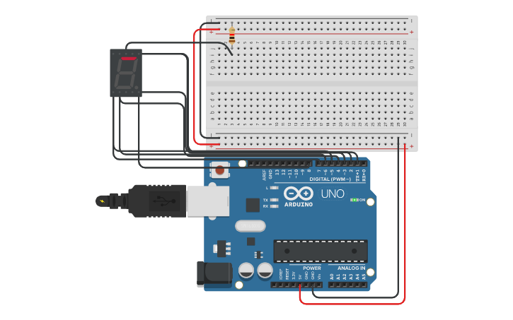 Circuit design arduino display 7 segmentos - Tinkercad Circuit design arduino display 7 segmentos - Tinkercad