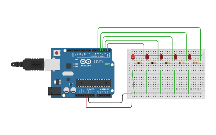 Circuit design Christmas Lights - Tinkercad