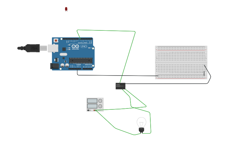 Circuit design Usando Rele Para ligar Lampada - Tinkercad