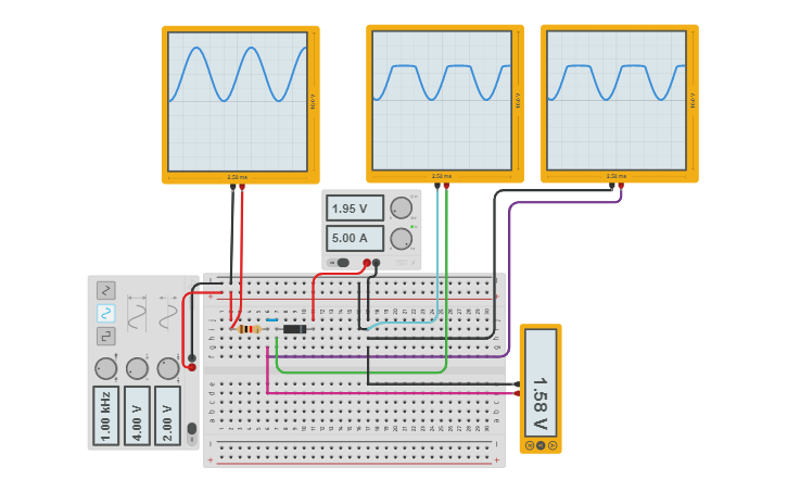 Circuit design Circuito Ceifador Negativa - Tinkercad