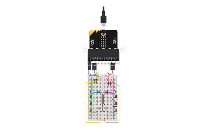 Circuit design 6 LED Thermometer w/code - Tinkercad