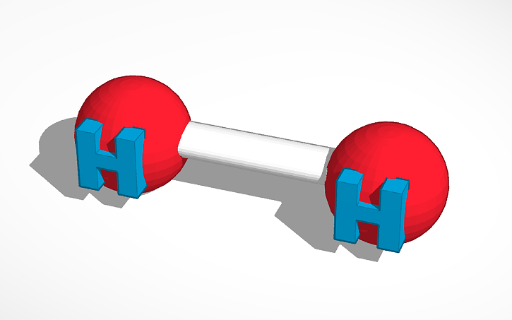 3D design Simple H2 Molecule (Hydrogen Gas) | Tinkercad