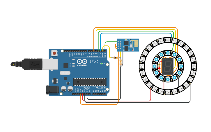 Circuit design Copy of NeoPixel Clock - San Francisco - Tinkercad Circuit design Copy of NeoPixel Clock - San Francisco - Tinkercad
