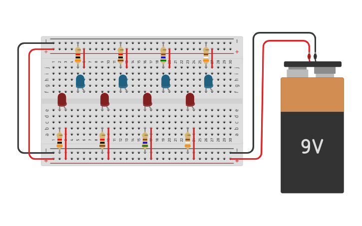 Circuit design Protoboard II | Tinkercad