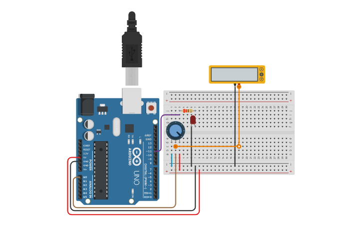 Circuit design Arduino - Led PWM (c/ potenciómetro) | Tinkercad
