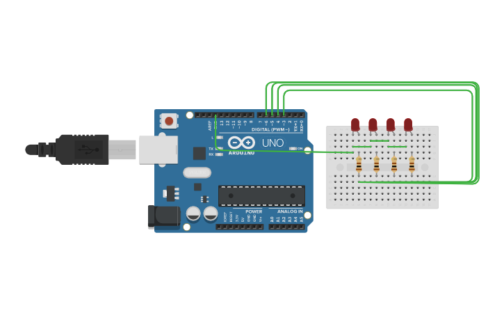 Circuit Design Led Binary Counter 1 To 6 Decimal Tinkercad 9611