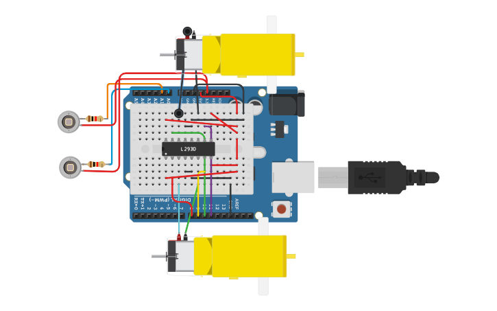 Circuit design Seguidor de linea - Tinkercad