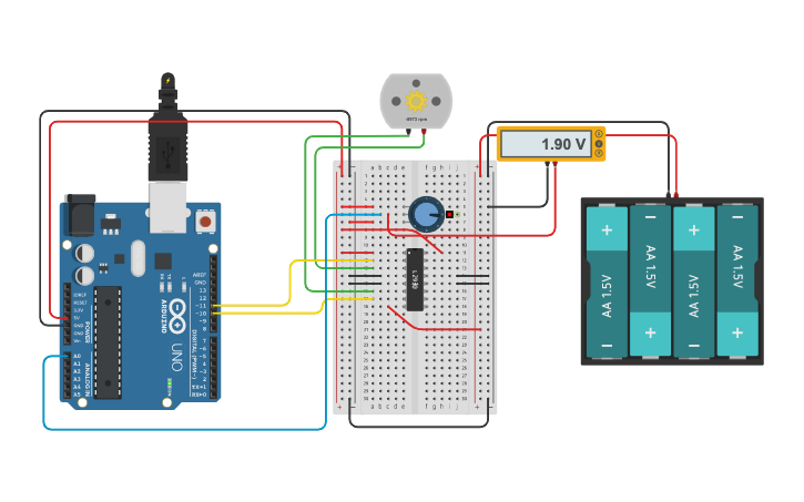Circuit design Copy of DC Motor Intro - Tinkercad