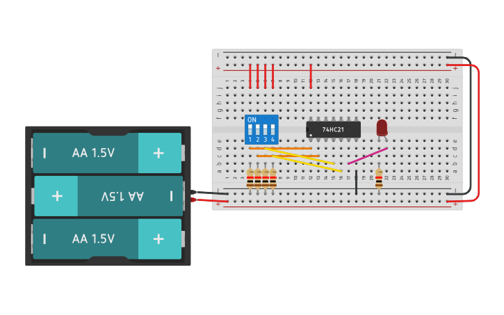 Circuit design Puerta AND 4 Entradas | Tinkercad