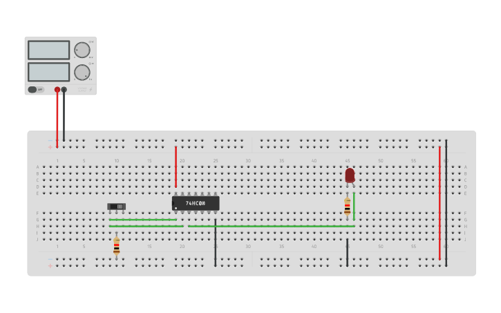 Circuit design NOT using NAND - Tinkercad