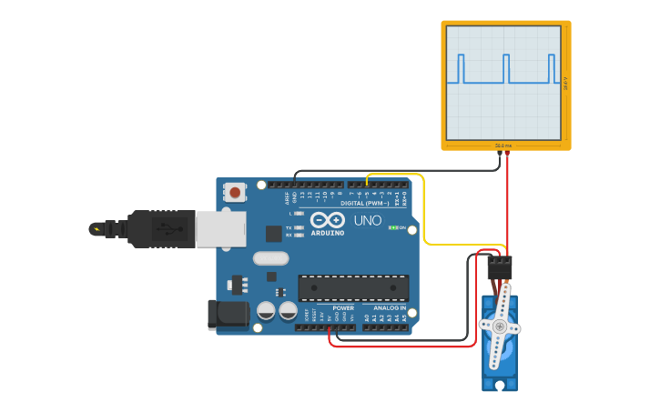 Circuit design Hila's oscilloscope and servo lab - Tinkercad
