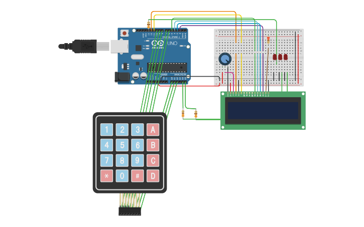 Circuit design keypad password - Tinkercad
