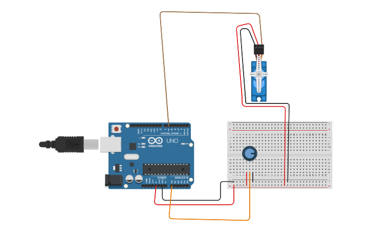 Circuit Design Servo Control Using Potentiometer Tinkercad
