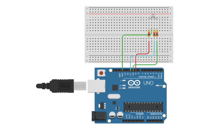 Circuit design 18a_RGB LED Color Mixing (use tinkercad simulator) - Tinkercad