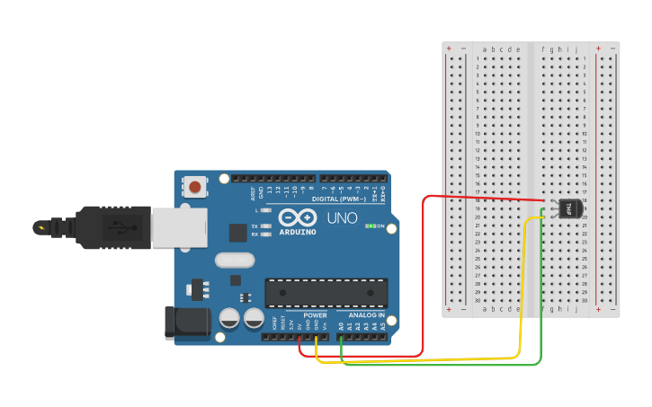 Circuit design temperature sensor - Tinkercad