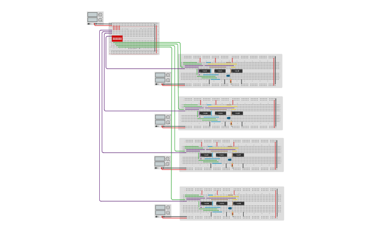 Circuit design 4 Bit RAM - Tinkercad