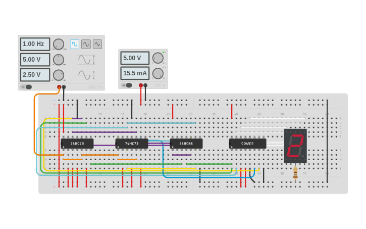 Circuit design Contador de década Síncrono - Tinkercad