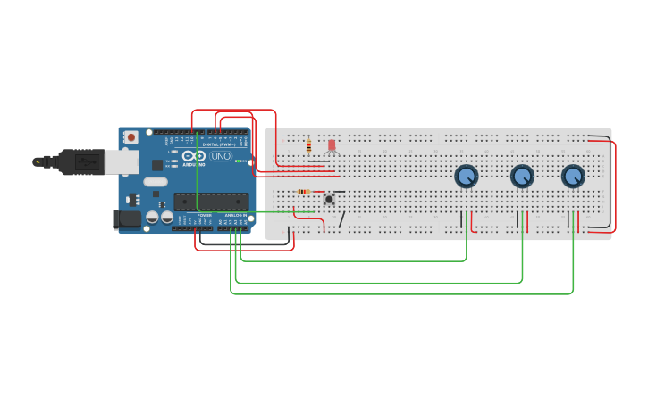 Circuit design RGB LED | Tinkercad