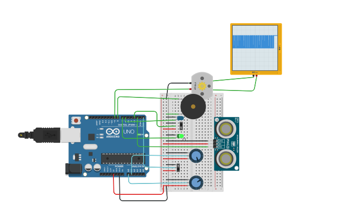 Circuit design Adaptive Cruise Control(136535) - Tinkercad Circuit design Adaptive Cruise Control(136535) - Tinkercad
