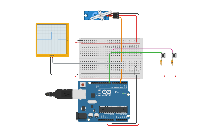 Circuit Design Servo Multi Position Via Boutons Tinkercad