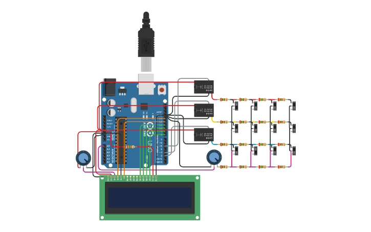 Circuit design Cable Fault Detection System - Tinkercad