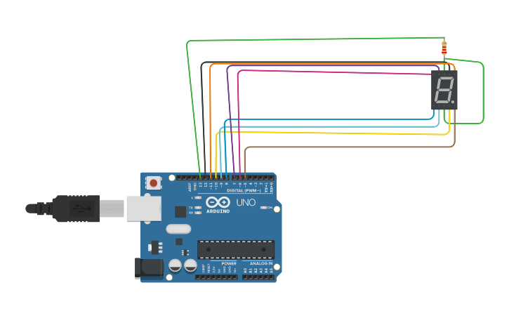 Circuit design Seven Segment Display | Tinkercad