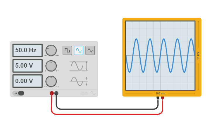 Circuit design Waveform seen in DSO | Tinkercad