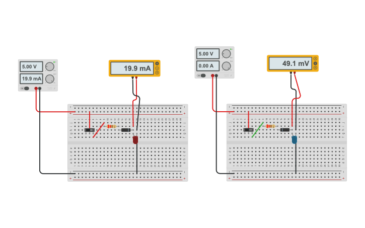 Circuit design Práctica 4b diodos | Tinkercad