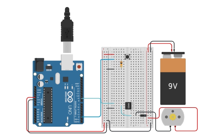 Circuit design Project 9- Motorized Pinwheel - Tinkercad