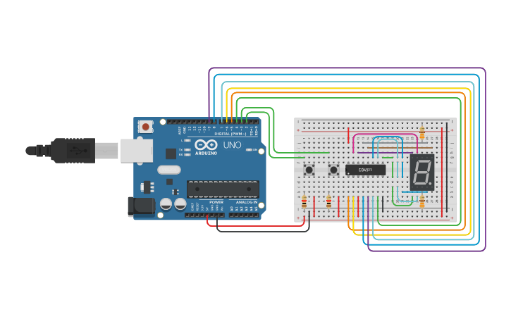Circuit design Display 7 segmenti con Arduino Condor - Tinkercad