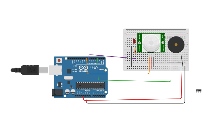 Circuit design ALARM - Tinkercad