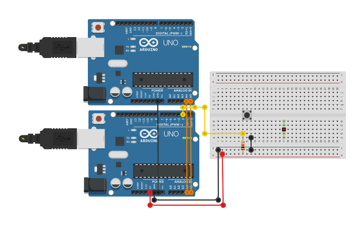 Circuit design SLAVE-MASTER - Tinkercad