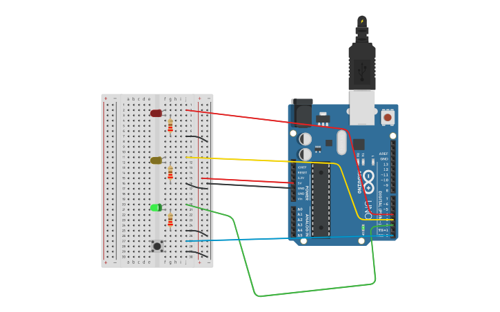 Circuit design Traffic Light - Tinkercad