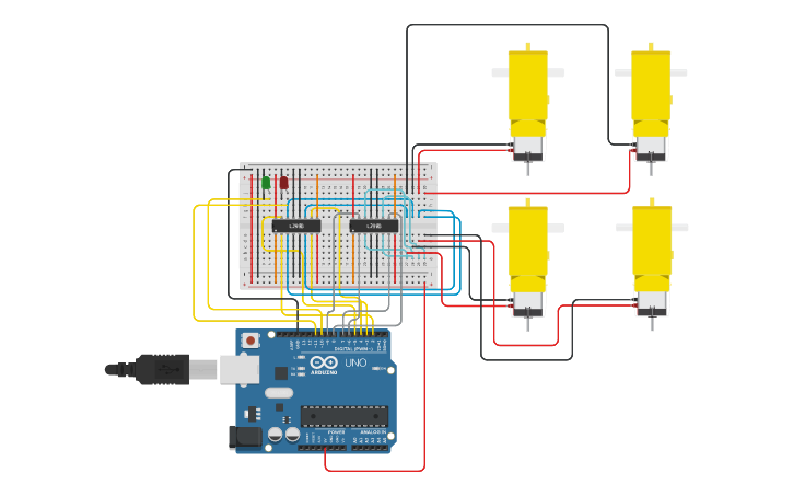 Circuit design Motor Driver Example - Tinkercad