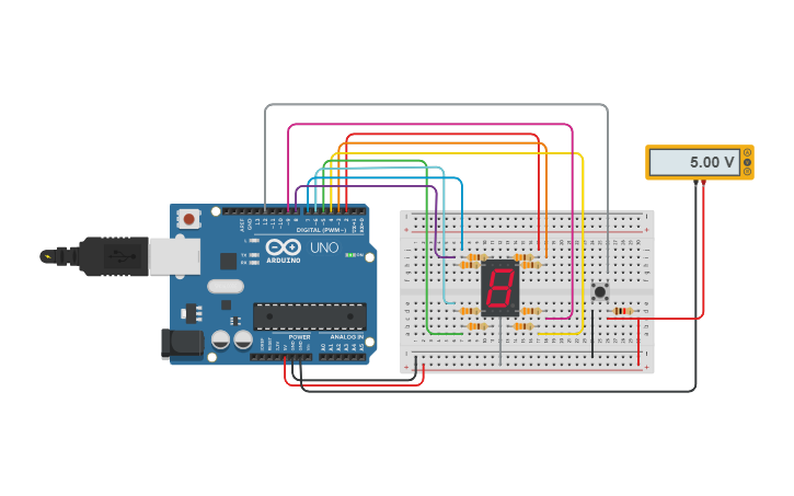 Circuit design Arduino七段顯示計數器 - Tinkercad