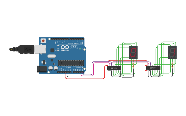 Circuit Design Again Arduino With 8574 I2c Expander Tinkercad
