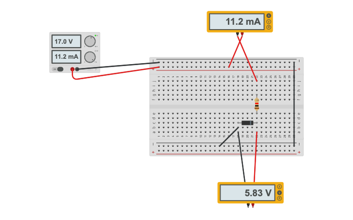 Circuit design Exp 02: Study of Zener diode reverse bias - Tinkercad