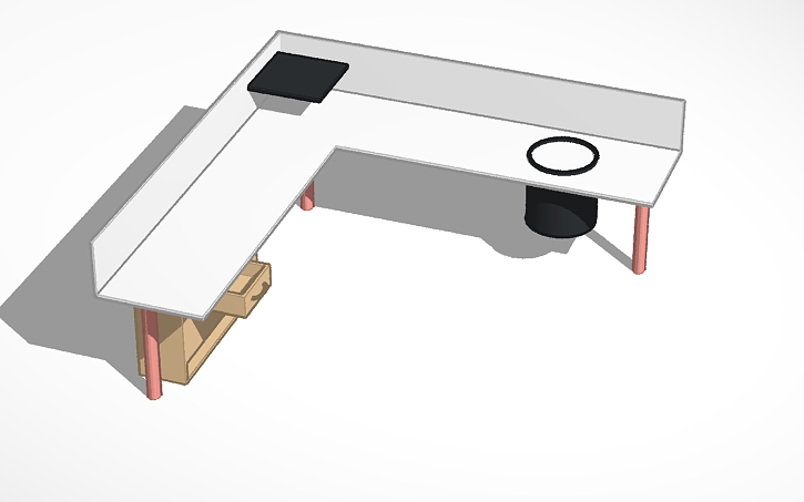 3D design desk in progress - Tinkercad