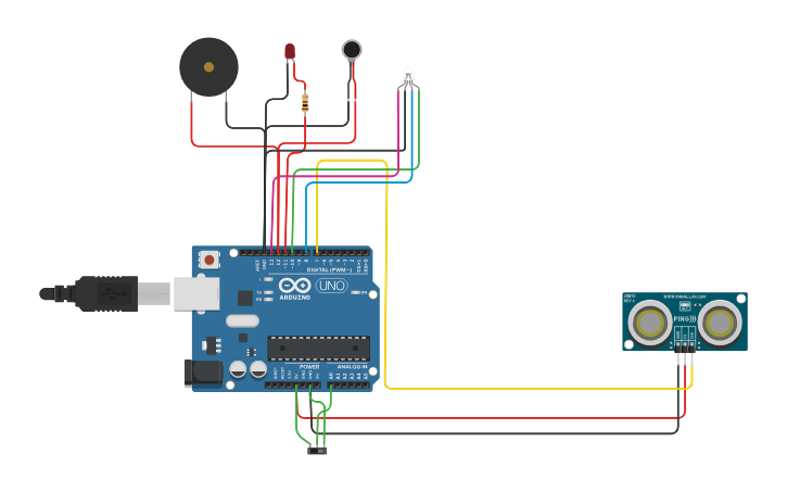 Circuit Design Vehicle Collision Avoidance System Tinkercad