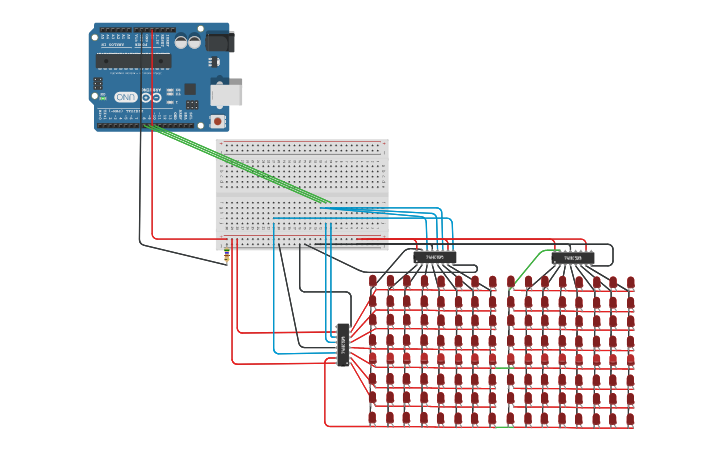 Circuit design LED Matrix - Tinkercad
