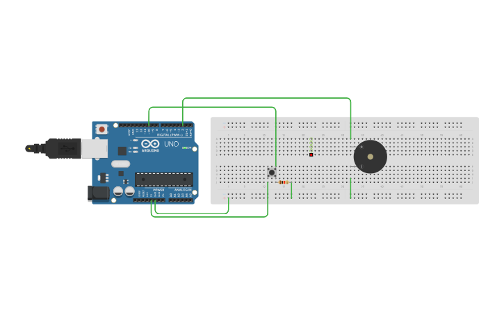 Circuit design DOOR BELL USING PUSH BUTTON - Tinkercad