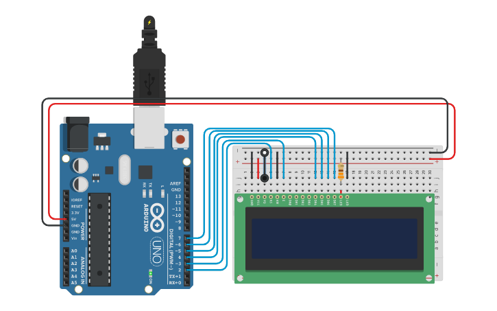Circuit design LCD - Tinkercad