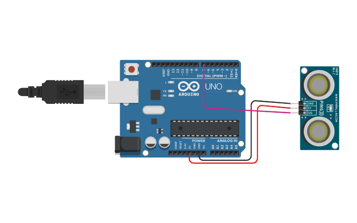 Circuit Design Ultrasonic Sensor Tinkercad
