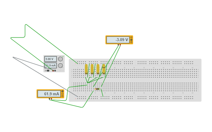 Circuit design LED Parallel - Tinkercad