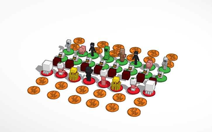 3D design minecraft chess and checkers pieces | Tinkercad